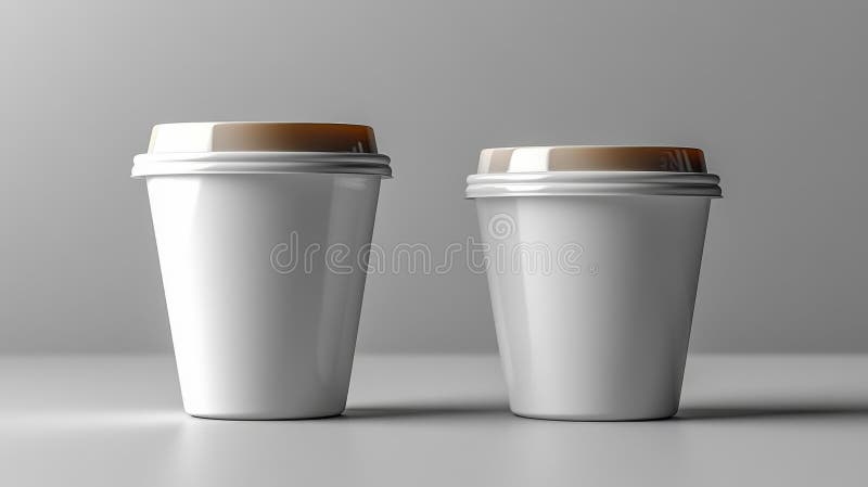 Two Disposable Coffee Cups in Minimalistic Setting Generative AI Stock ...