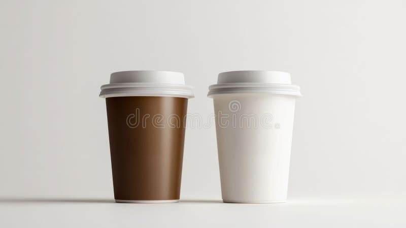 Two Disposable Coffee Cups on Neutral Background Stock Illustration ...