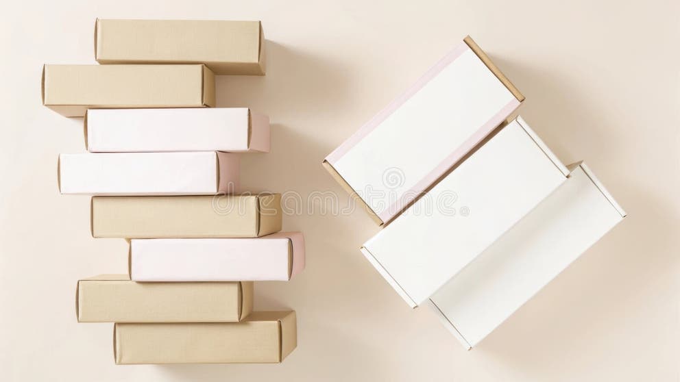 Neatly Stacked Rectangular Objects with Soft Shadows on a Lightly ...