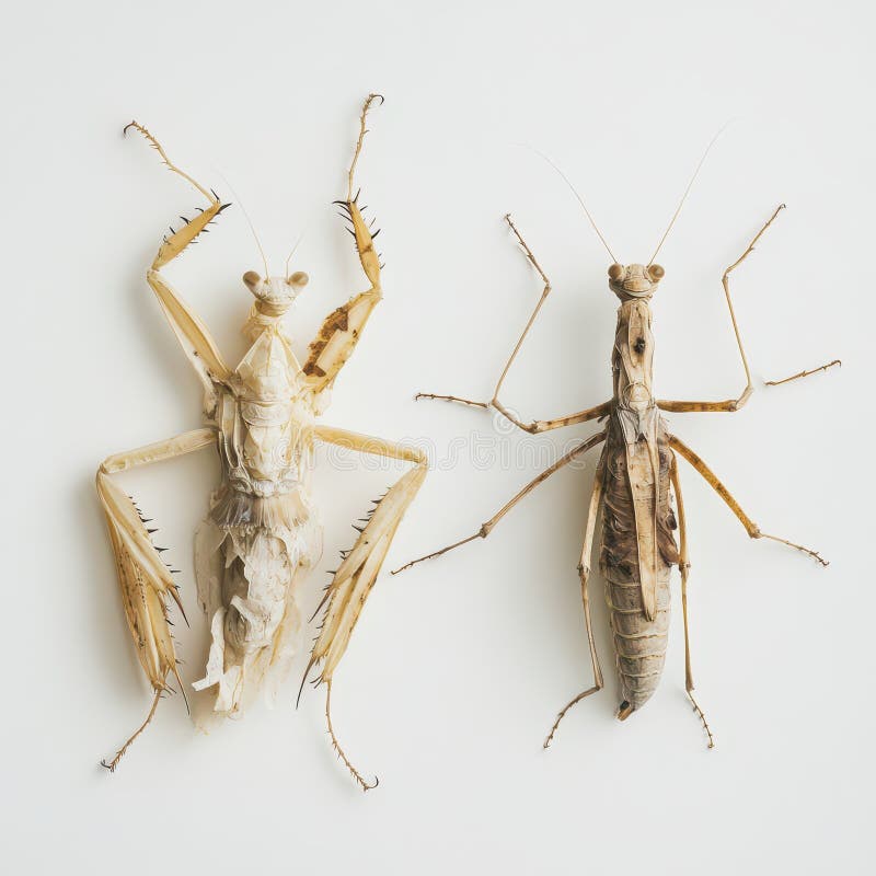 Two Types of Mantis Insects on a Light Background Stock Image - Image ...