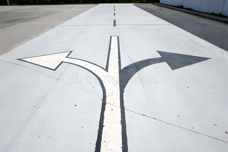 Diverging Roads Create Choices on a Plain Surface in a Urban Setting ...