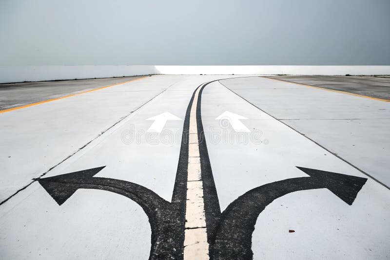 Diverging Roads Illustrate Choices Ahead on a Plain Surface Under Soft ...