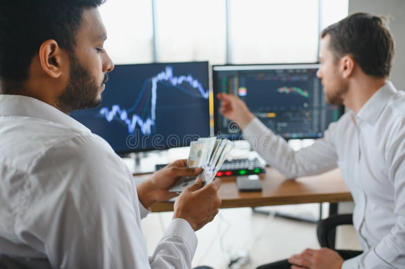 Two Diverse Business Men Analysts Partners Talking, Working Together ...