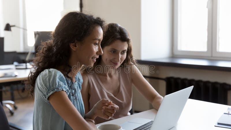 Two Diverse Employees Working on Project Tasks Together Stock Photo ...
