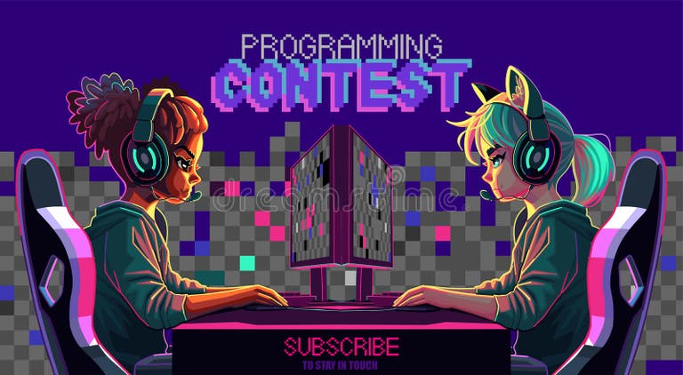 Two Diverse Girls Programmers in a Headsets Sitting in Front of Their ...