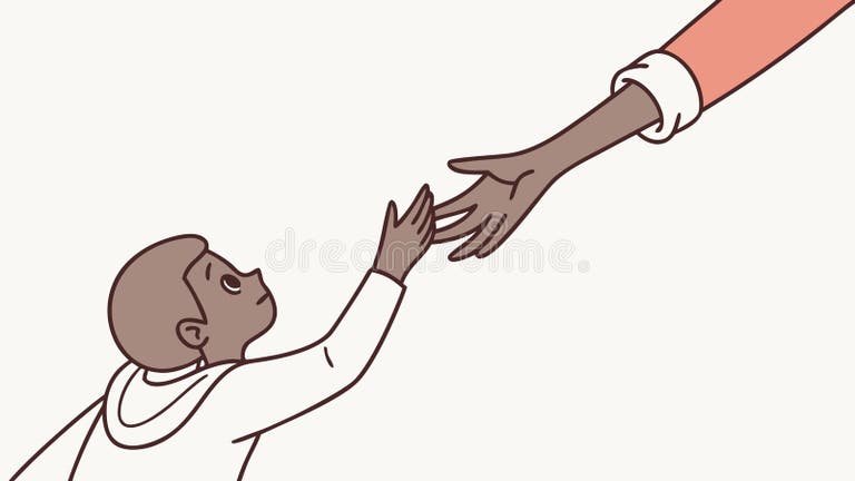 Two Diverse Hands Reaching Out for Help and Connection. Vector Design ...