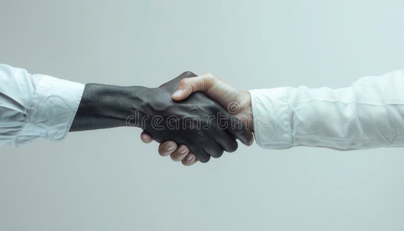 Two Hands Shaking in a Gesture of Agreement Against a Light Background ...