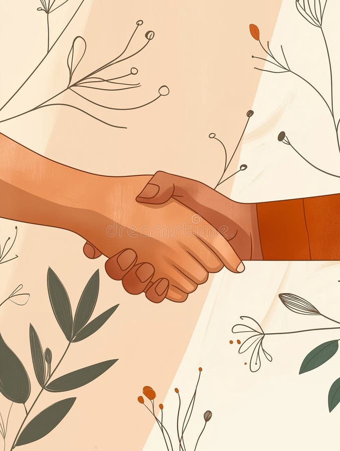 Two Diverse Hands Shaking in an Artistic Representation of Unity. Stock ...