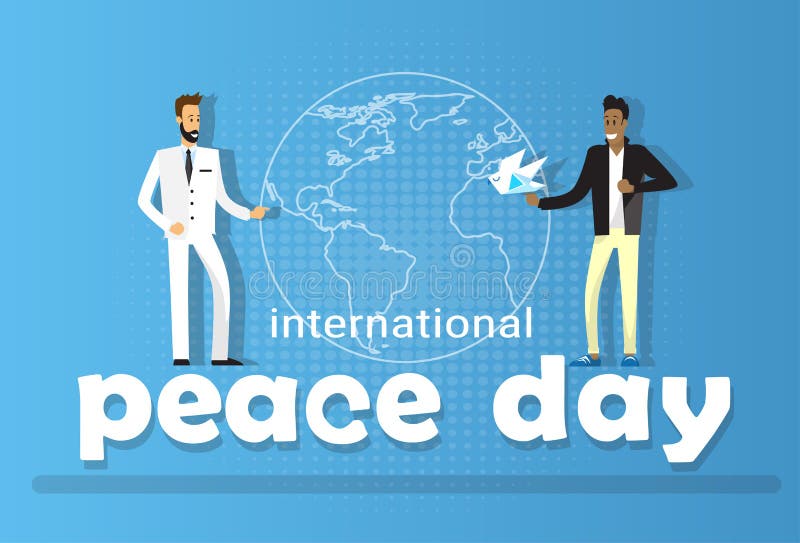 Two Diverse Man Globe Background International Peace Holiday Poster ...