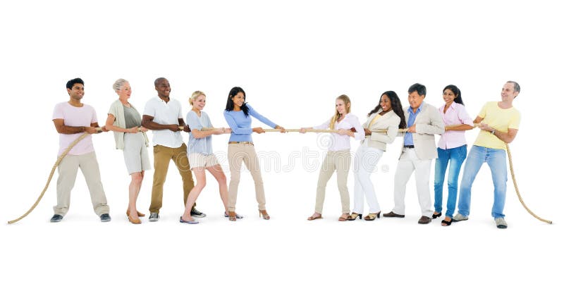 Two People Pulling On A Rope Stock Photo - Image of pull, strength: 2438904
