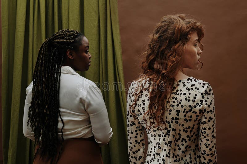 Two Diverse Women Looking in One Side Stock Photo - Image of lgbtq ...