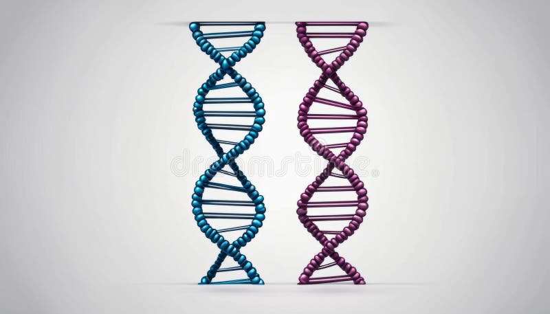 Two DNA Strands are Shown in Blue and Red Stock Illustration ...