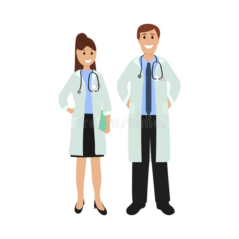 Two Doctor in Hospital, Flat Design Stock Vector - Illustration of ...