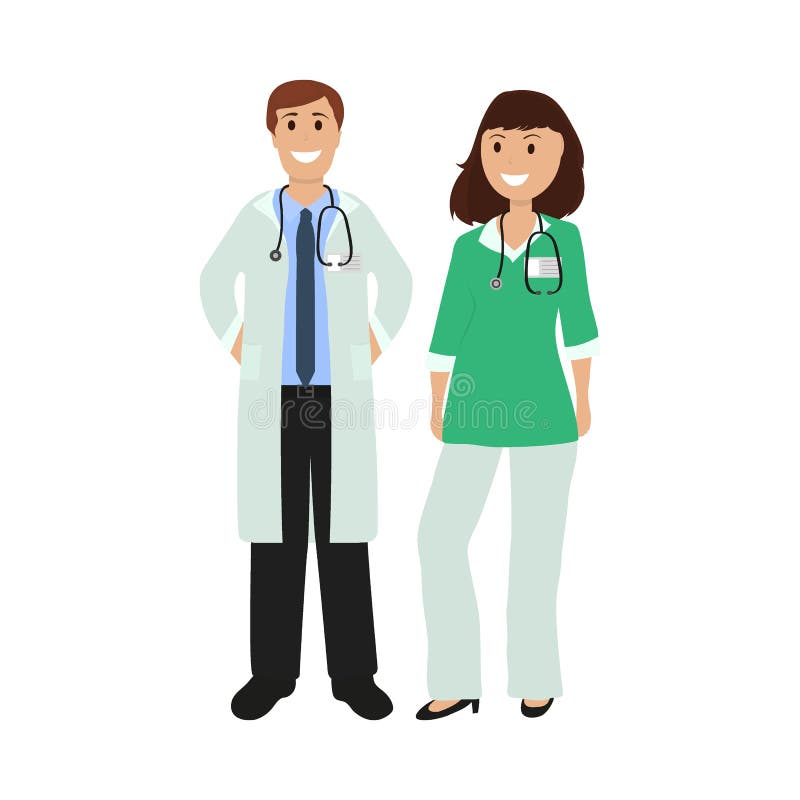 Two Doctor in Hospital, Flat Design Stock Vector - Illustration of ...