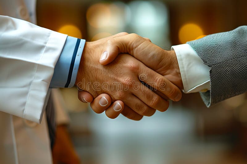 Two Doctors Shaking Hands in a Hospital Stock Illustration ...