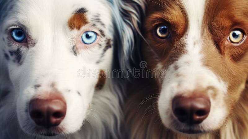 Two Dogs with Blue and Gold Eyes, a Macro Look Stock Illustration ...