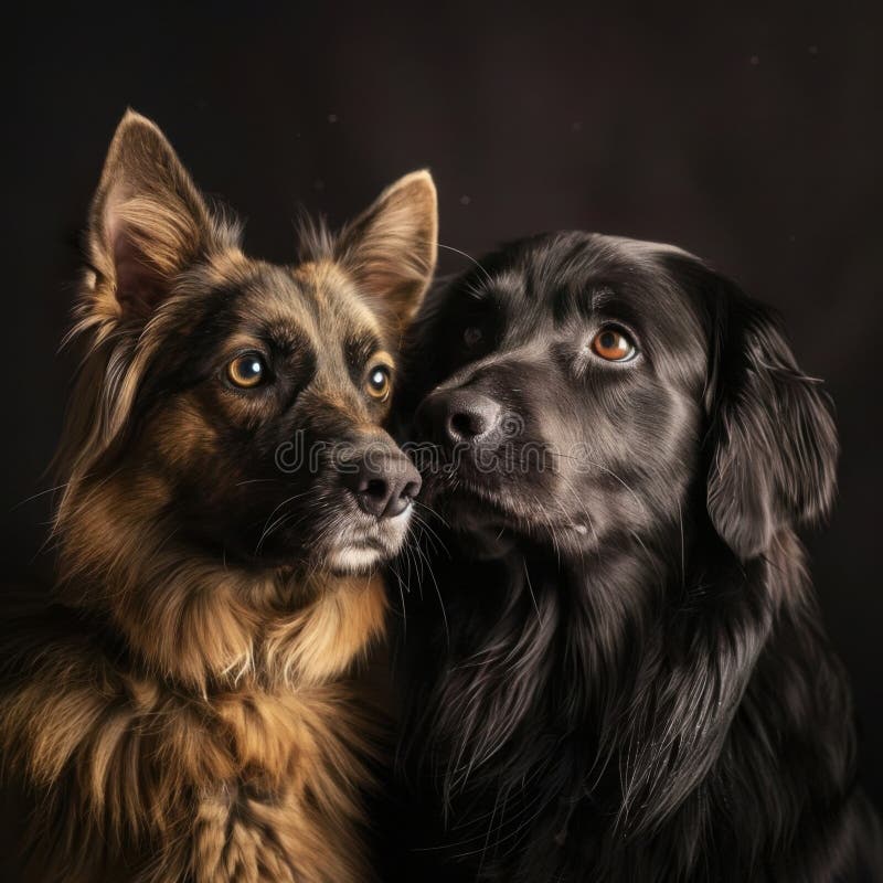 Two Dogs with Expressive Faces in Studio Lighting Stock Illustration ...