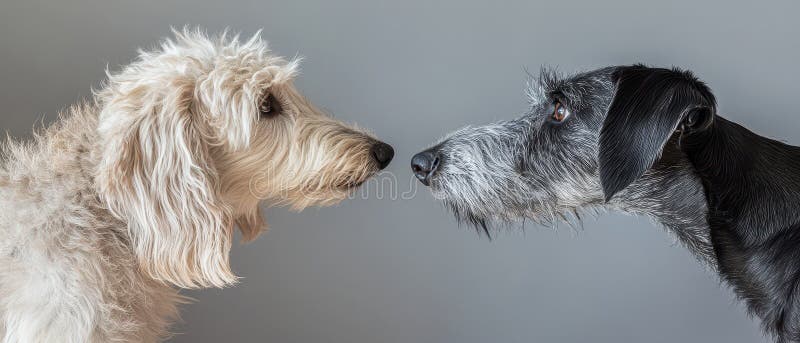 Two Dogs Face Off in a Studio Stock Image - Image of interaction, dogs ...