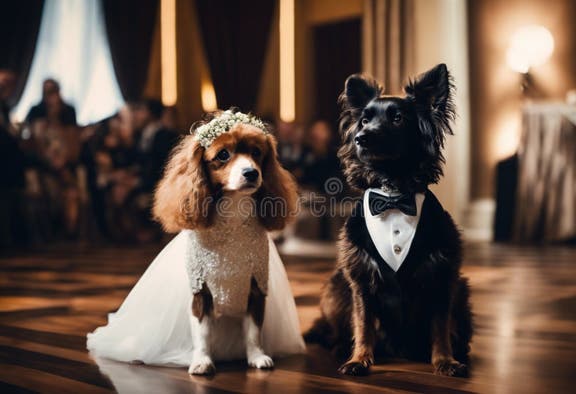 Two Dogs in Formal Attire at a Wedding Reception, AI-generated. Stock ...