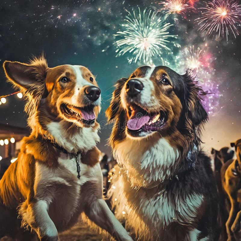 Two dogs fun time in party stock image. Image of holiday - 315797599
