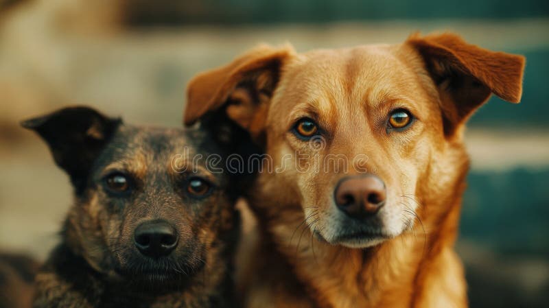 Two Dogs Portrait Close Up stock illustration. Illustration of looking ...