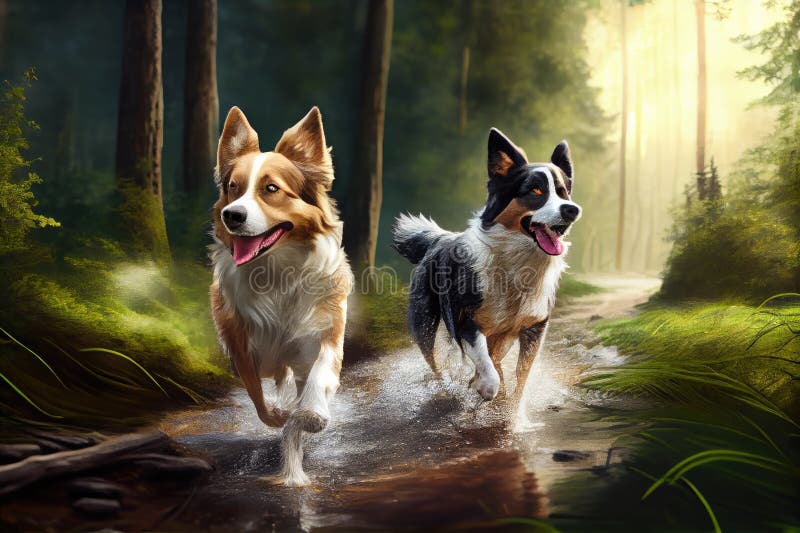 Two Dogs Running Stock Illustrations – 715 Two Dogs Running Stock ...