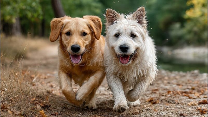 Two Dogs Running Together Woods Stock Photos - Free & Royalty-Free ...