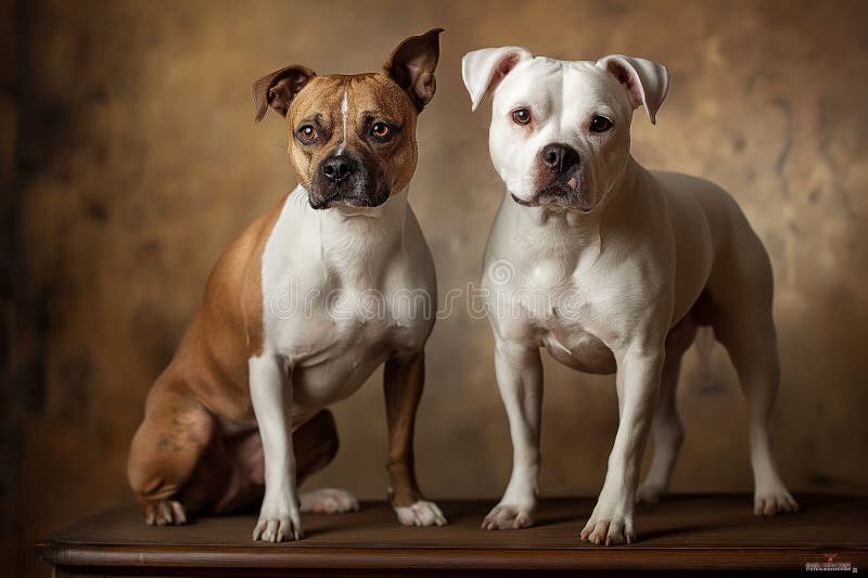 Two Dogs are Standing Next To Each Other on a Table Stock Illustration ...