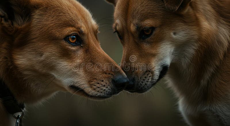 Two Dogs Touching Noses in a Display of Affection and Connection in ...