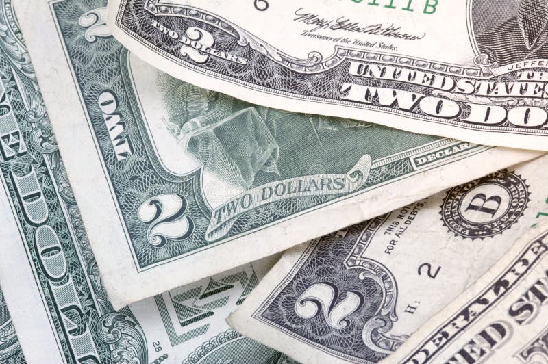 Two Dollar Bills - Horizontal Stock Image - Image of monetary, bucks ...
