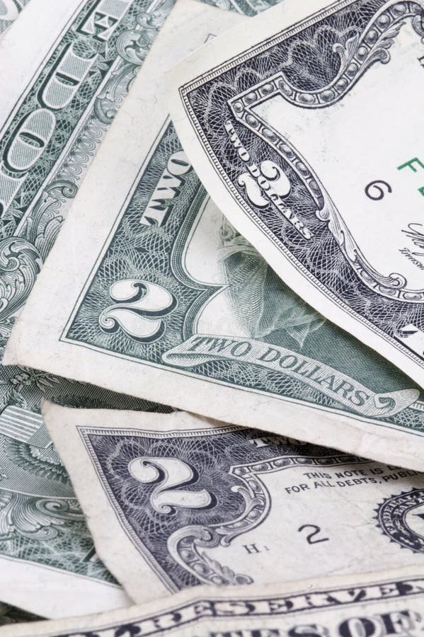 Two Dollar Bills - Vertical Stock Image - Image of outdated ...