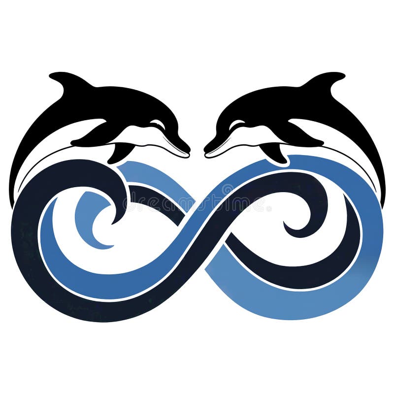 Two Dolphins are Depicted Jumping Over a Wave in the Shape of an ...