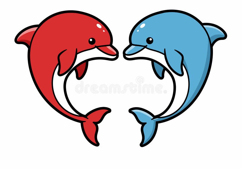 Dolphin heart clipart stock vector. Illustration of happy - 369028566