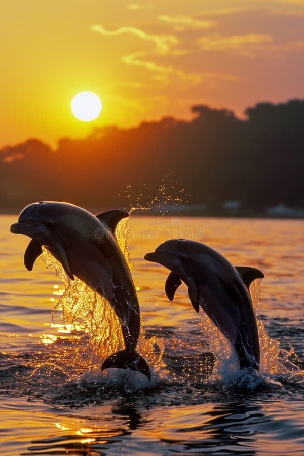 Two Dolphins are Playing in the Water Stock Image - Image of fish ...