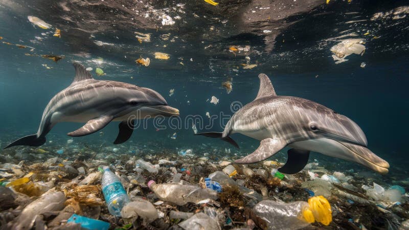 Two Dolphins Swimming Sea Plastic Pollution Stock Photos - Free & Royalty-Free Stock Photos from ...