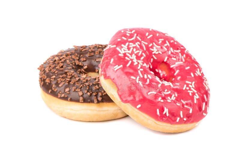 Two donut stock image. Image of snack, fried, pink, breakfast - 108112813