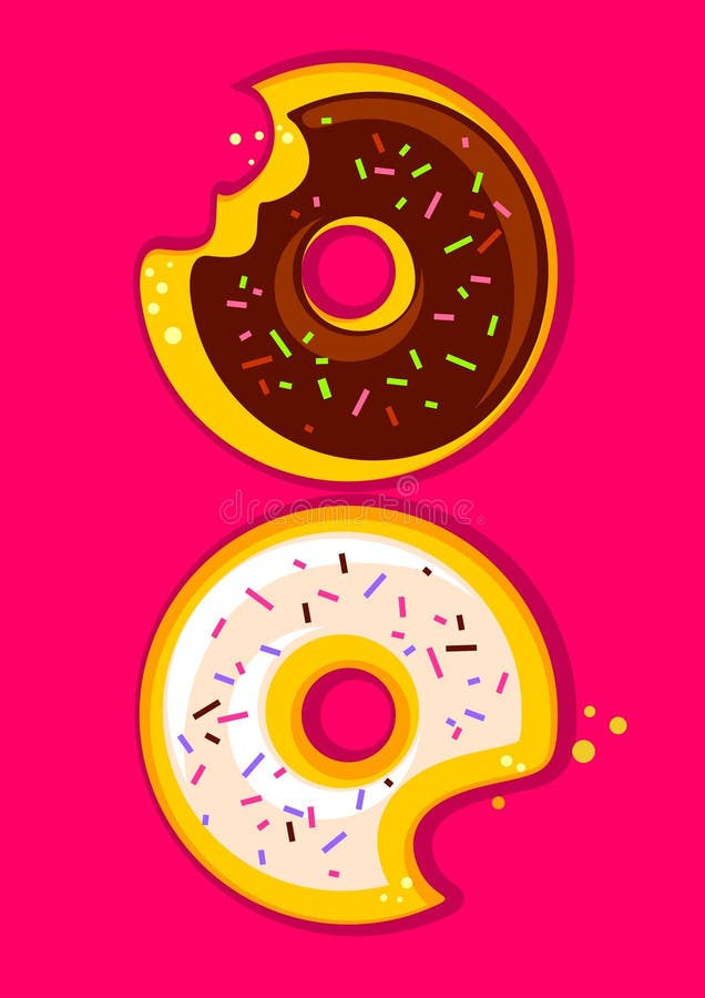 Two donuts stock vector. Illustration of chocolate, slice - 21347992