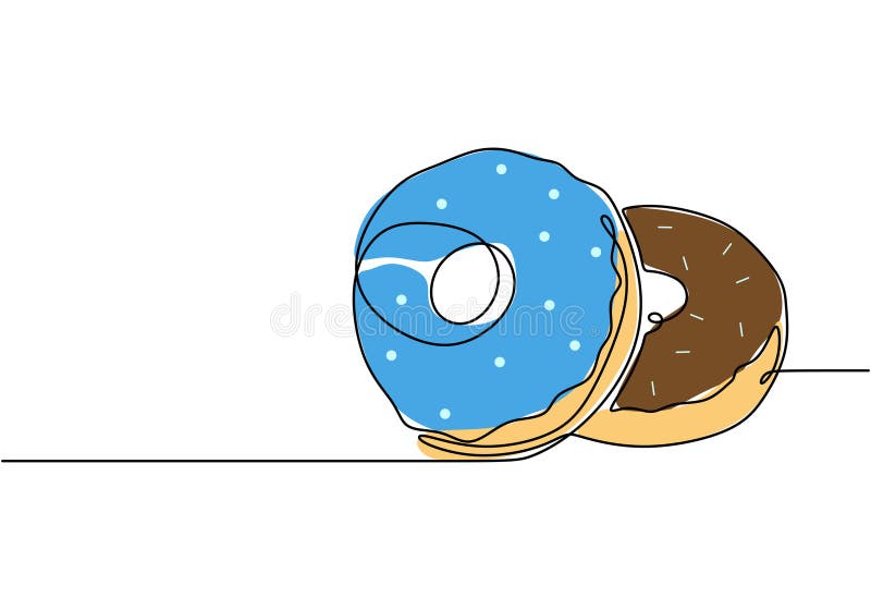Two Donuts Illustrated in One Continuous Line Drawing. Simplified ...