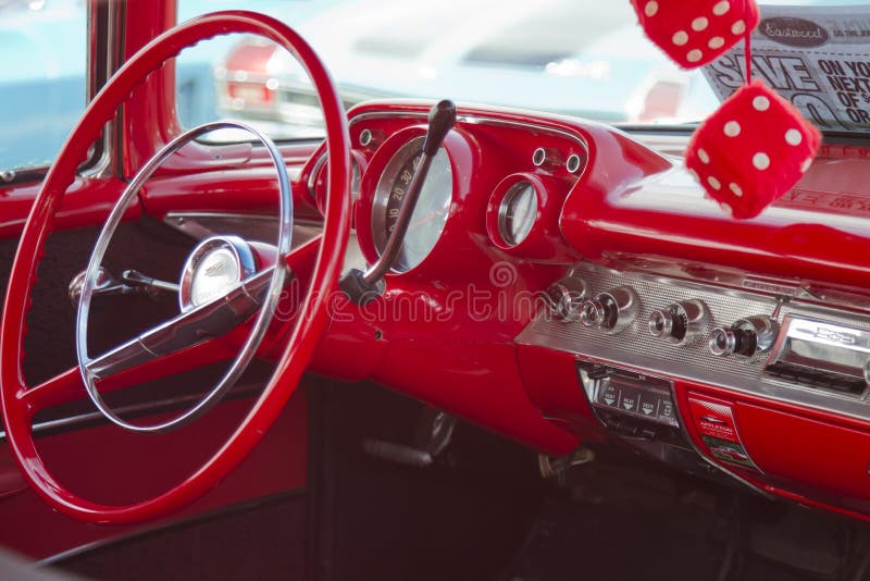 Two Door 57 Chevy Red Interior Editorial Photography - Image of 1957 ...