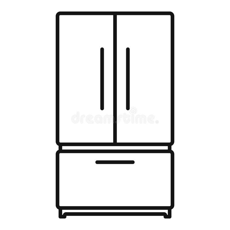Two Door Fridge Icon, Outline Style Stock Vector - Illustration of home ...