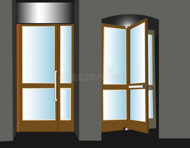 Two Doors in the House, Entrance and Exit Stock Vector - Illustration ...