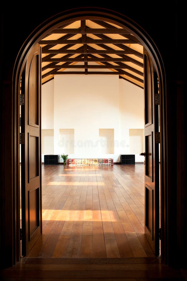 Two Doors Leading into a Large Hall Stock Image - Image of architecture ...