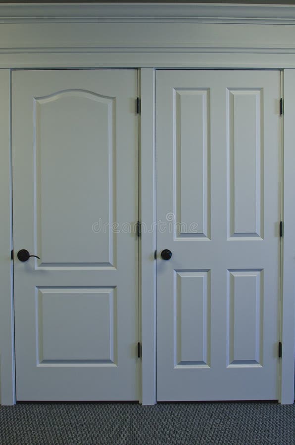 Two Doors on the Wall in the Showroom Stock Photo - Image of center ...