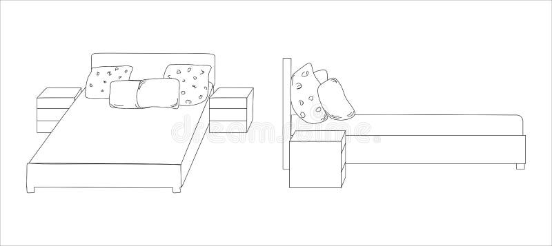 Two Double Bed Isolated on White Background Stock Vector - Illustration ...