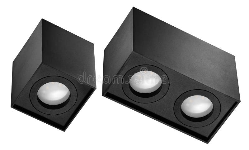 Two Double and Single LED Light Cube Reflector on White Background ...