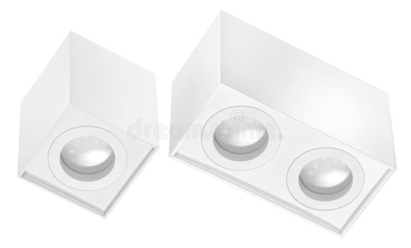 Two Double and Single LED Light Cube Reflector on White Background ...