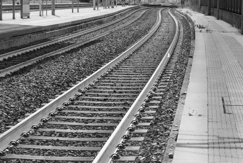 Two double train tracks stock image. Image of metal - 124554227