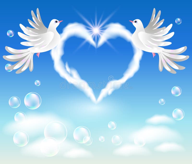Two doves in the sky stock vector. Illustration of atmosphere - 20987932