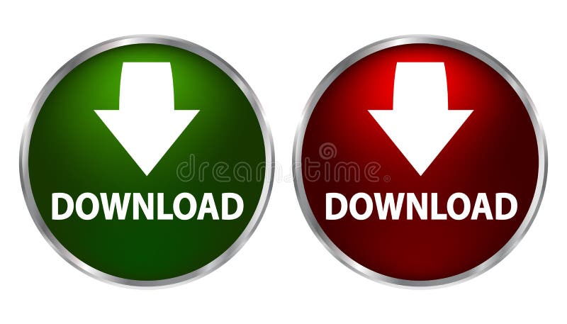 Two Download Button Illustration with Down Arrow Icon Isolated. Load ...