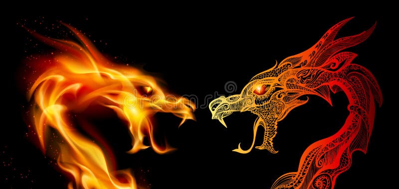 Two Dragon Heads stock vector. Illustration of monster - 68324598